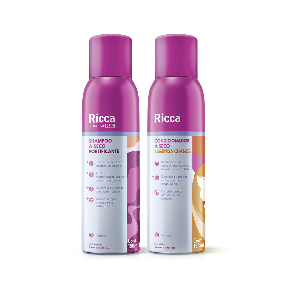 Kit Shampoo a Seco Fortificante + Condicionador a seco Ricca - Ricca