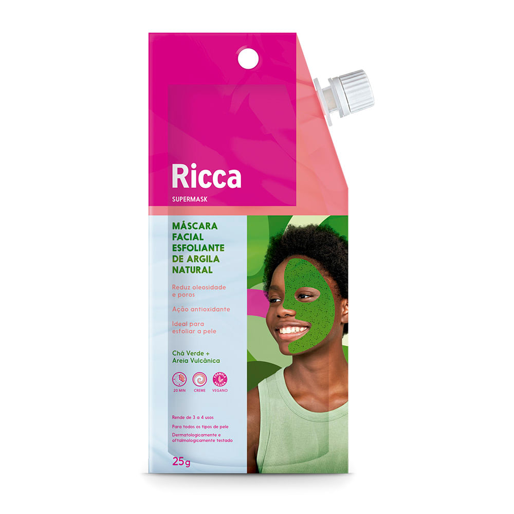 Máscara Facial Esfoliante de argila Natural Ricca - Ricca