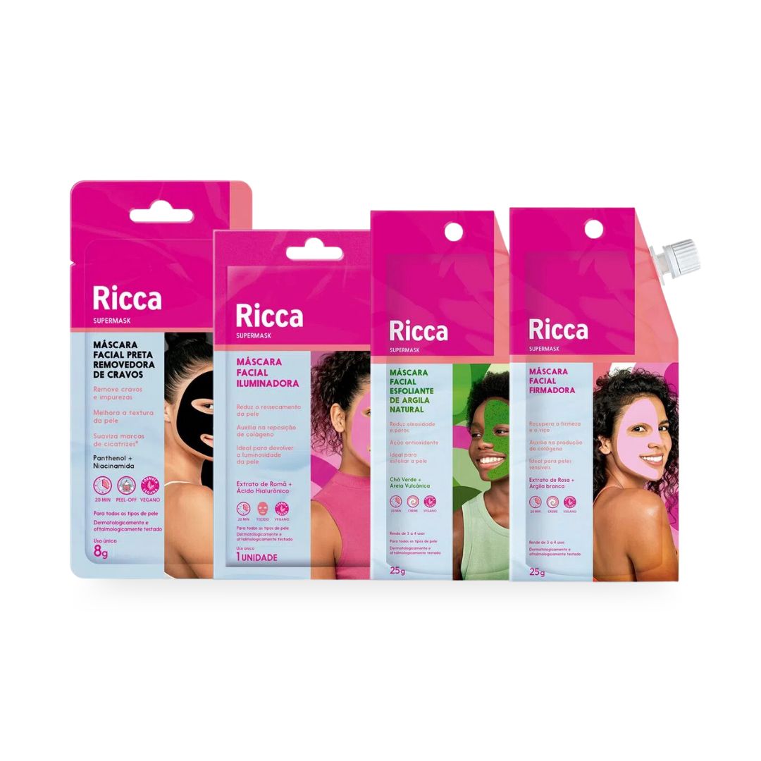 Kit Máscaras Faciais Ricca - Ricca